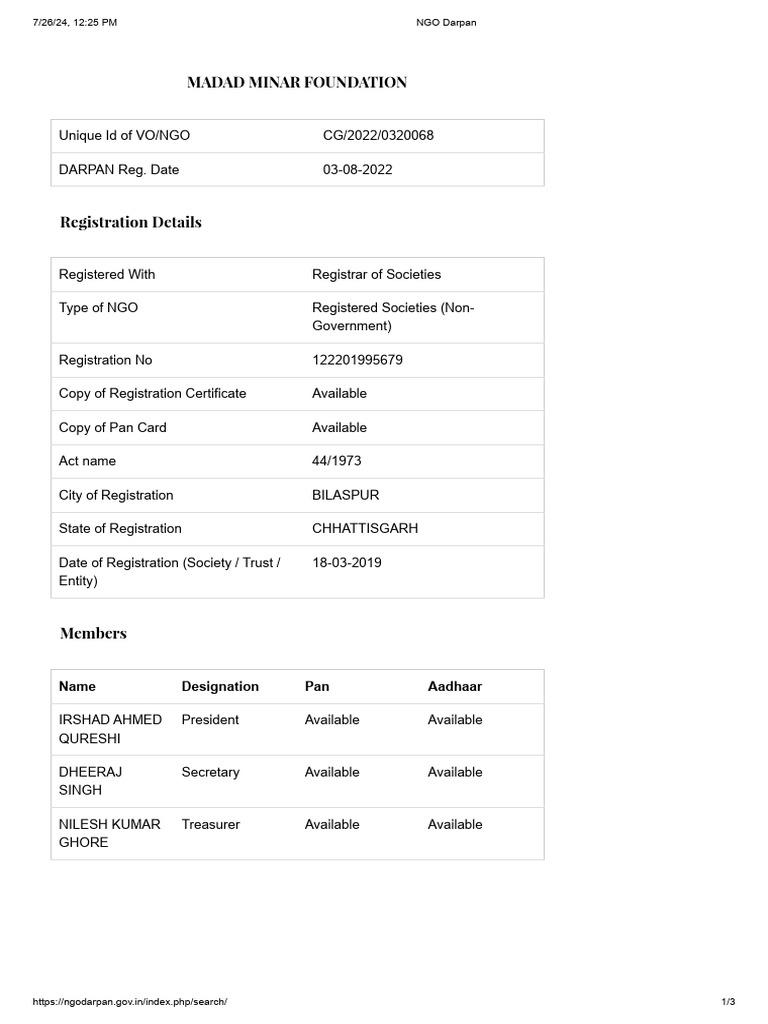 NGO Darpan | PDF