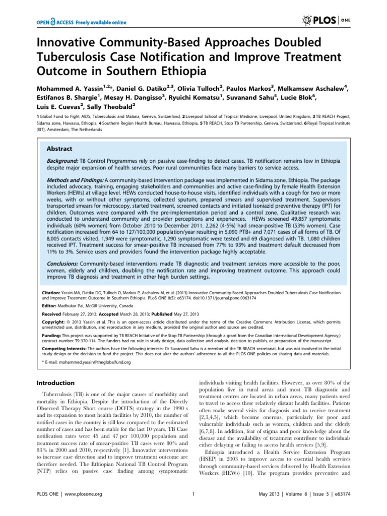 Innovative Community-Based Approaches Doubled Tuberculosis Case ...