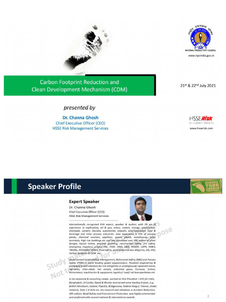 Carbon Footprint & CDM Presentatition | PDF