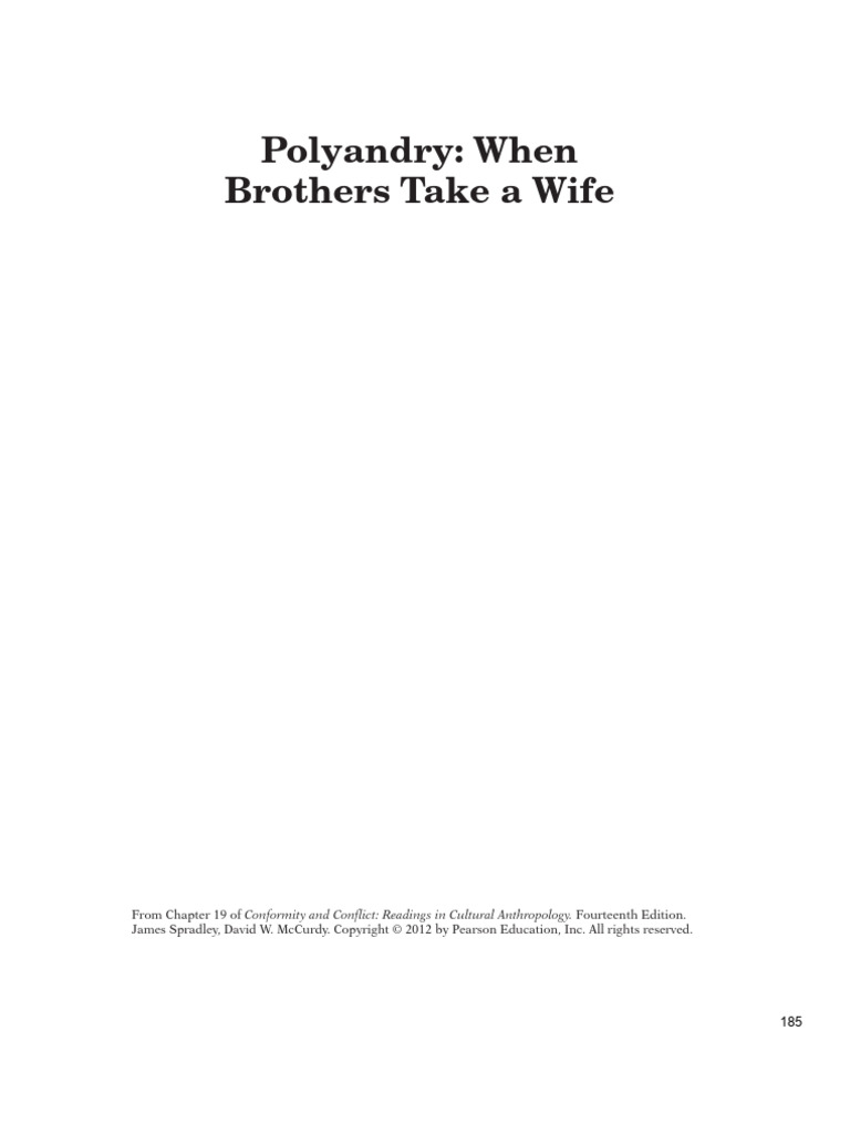 Conformity and Conflict Pearson New International ... - (24. Polyandry When Brothers Take A Wife ...