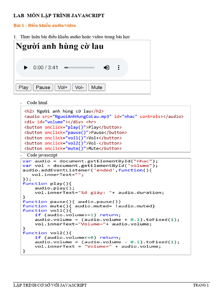 WEB1043-Lab8 - JS Cơ bản | PDF