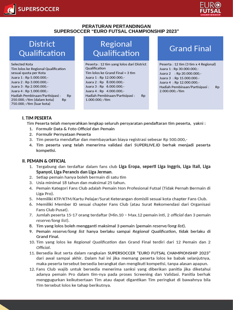 Form Pendaftaran - EFC 2023 - District Qualification Kopites (2) | PDF