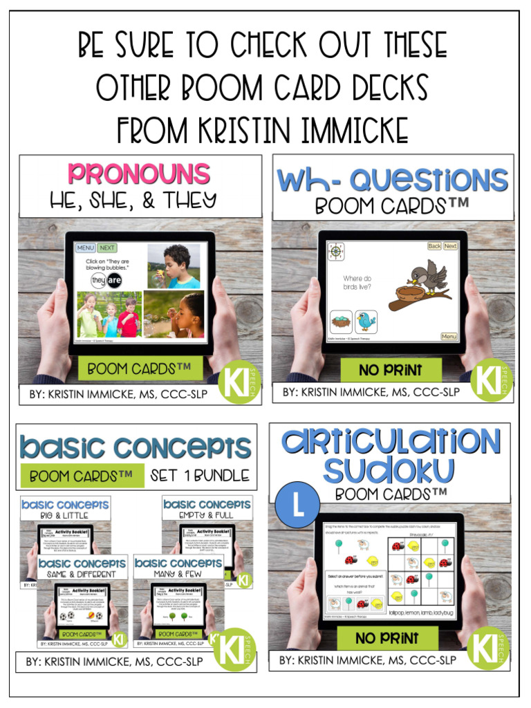 Be Sure To Check Out These Other Boom Card Decks From Kristin Immicke | PDF