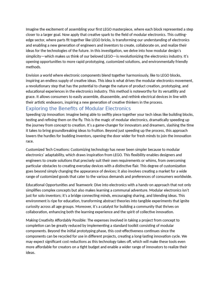 Modular - Electronics - Rewrite - Quillbot | PDF | Internet Of Things | Art