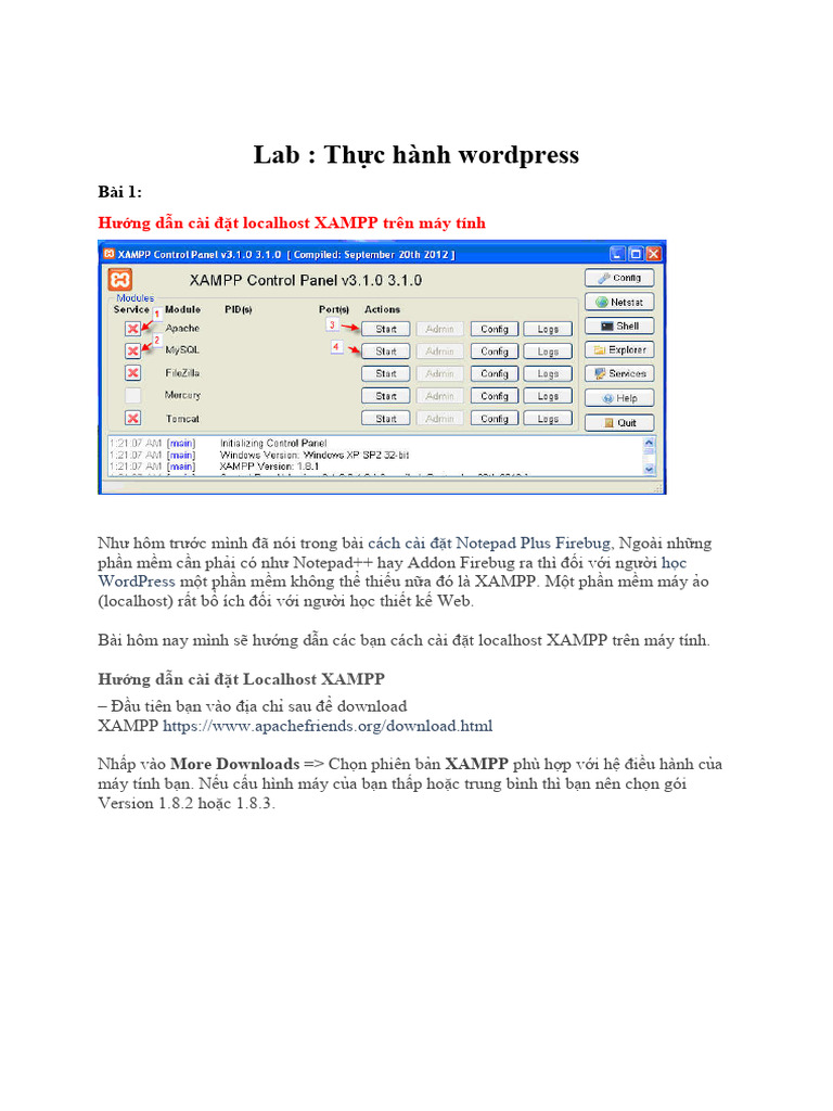 Lab thuc hanh Wordpress - tuan 3 - 4 | PDF