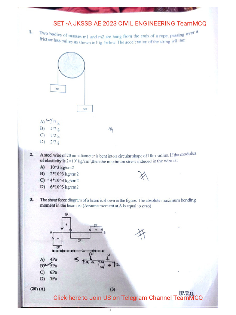 JKSSSB Ae 2023 Civil Engineering Paper | PDF