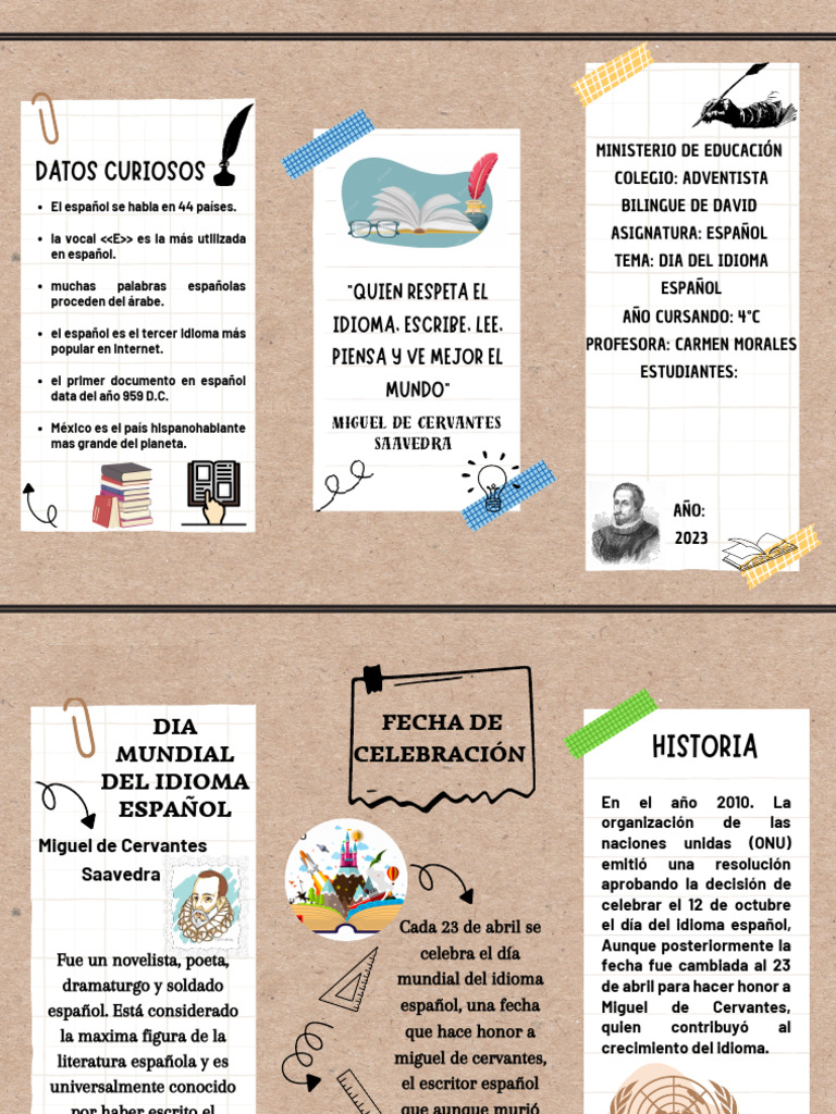 Tríptico del Día del Idioma Español | PDF | Miguel De Cervantes | España