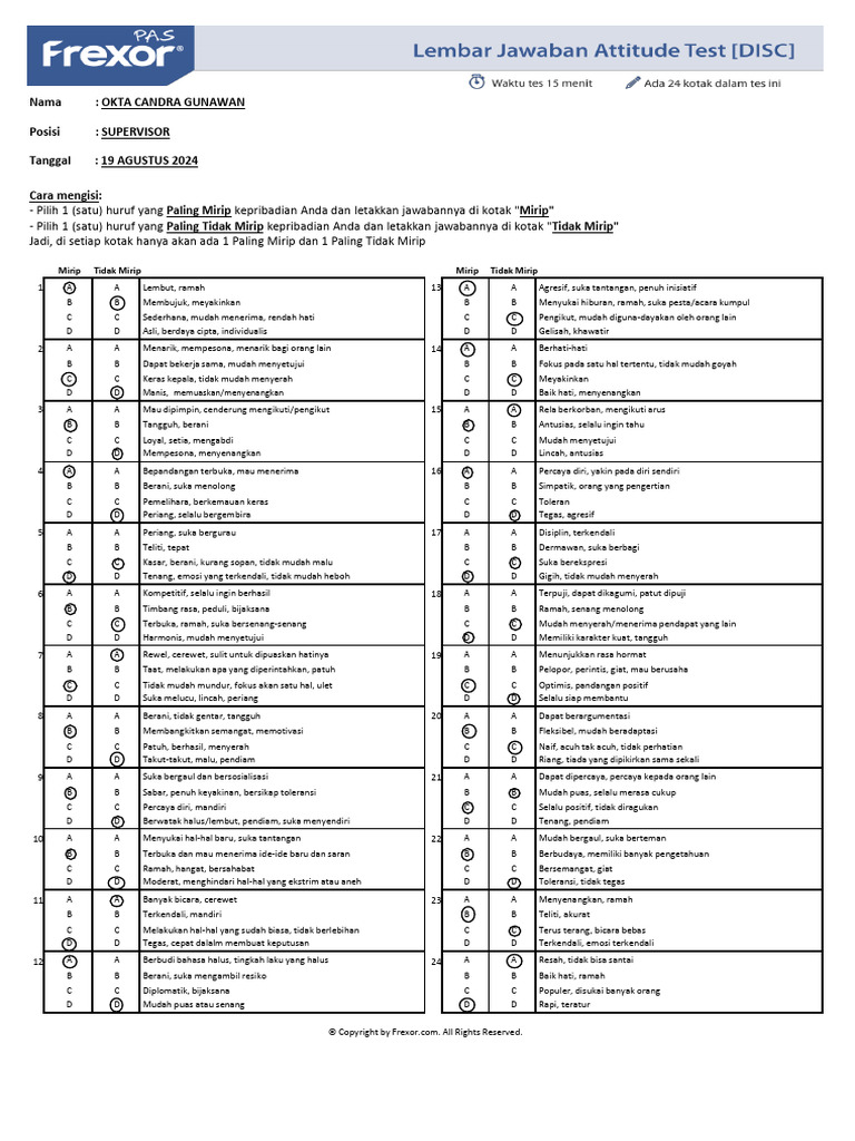 2 DISC Soal Attitude Test | PDF