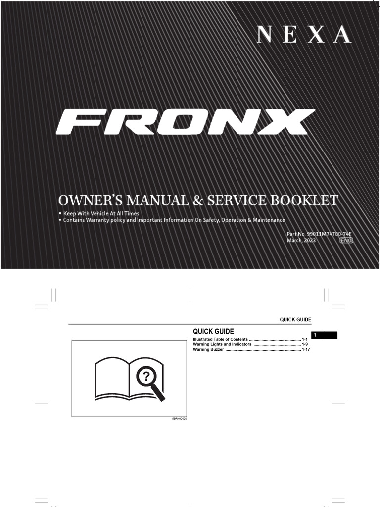 Fronx Owners Manual 99011M74T00-74E | PDF