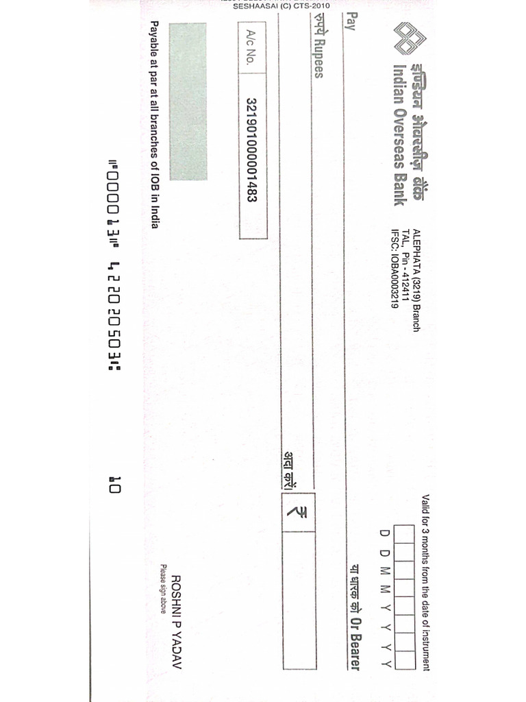 Cancel Cheque Roshni | PDF