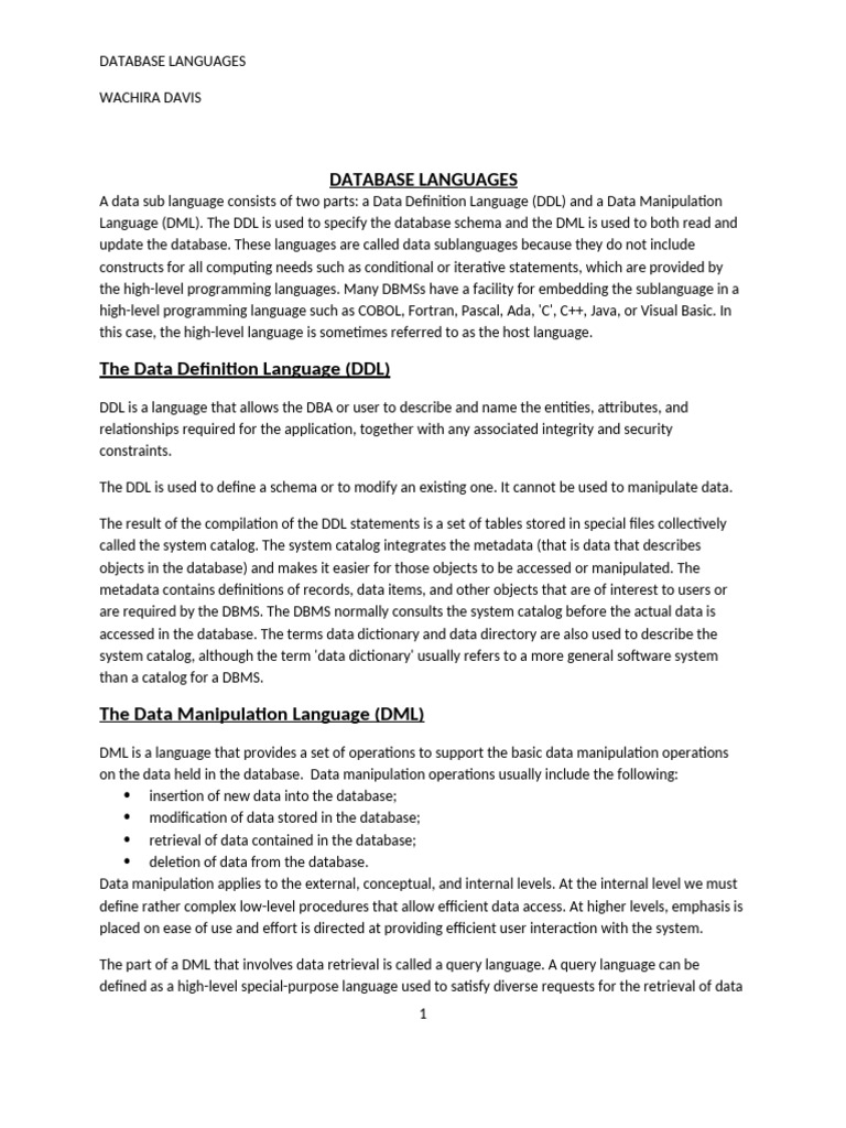 DBMS Languages | PDF