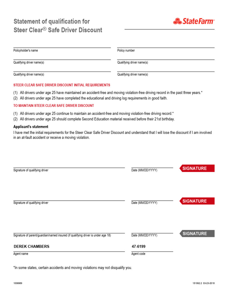 Steer Clear Blank form | PDF