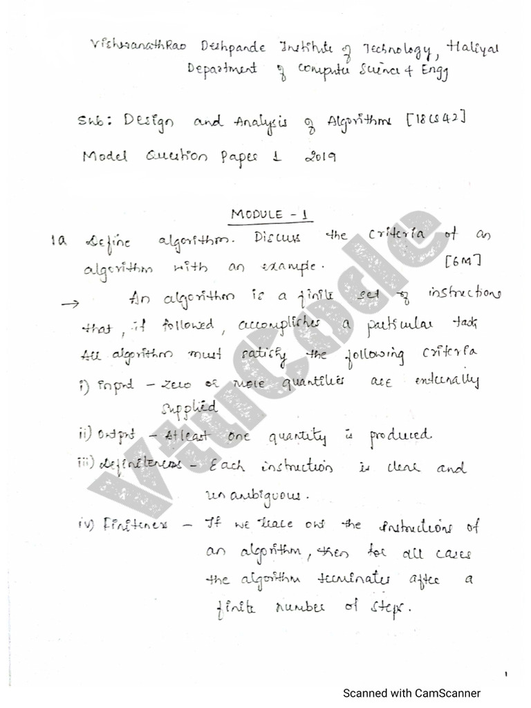 @vtucode - Com 2018 Scheme Model Set 1 Solution 4th Semester | PDF