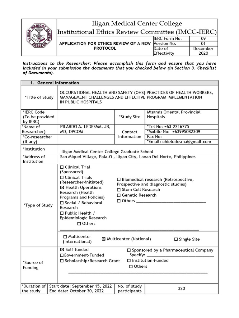 IMCC-IERC-Form #9 (Accomplished) | PDF | Occupational Safety And Health ...