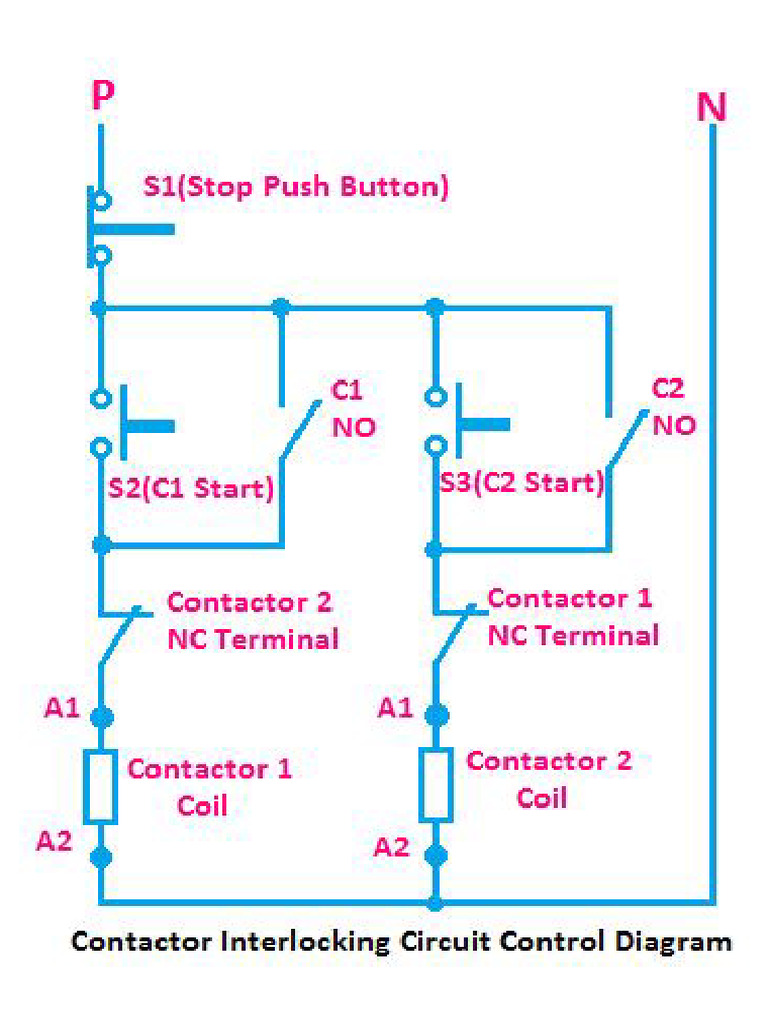 Contactor Interlocking Circuit Control Diagram | PDF