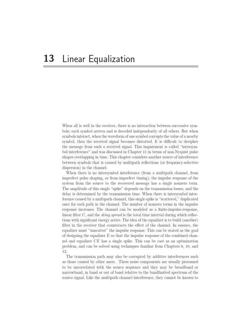 Linear Equalization: Delay Spread | PDF