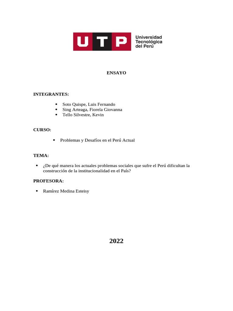 Ensayo Final S17 | PDF | Perú
