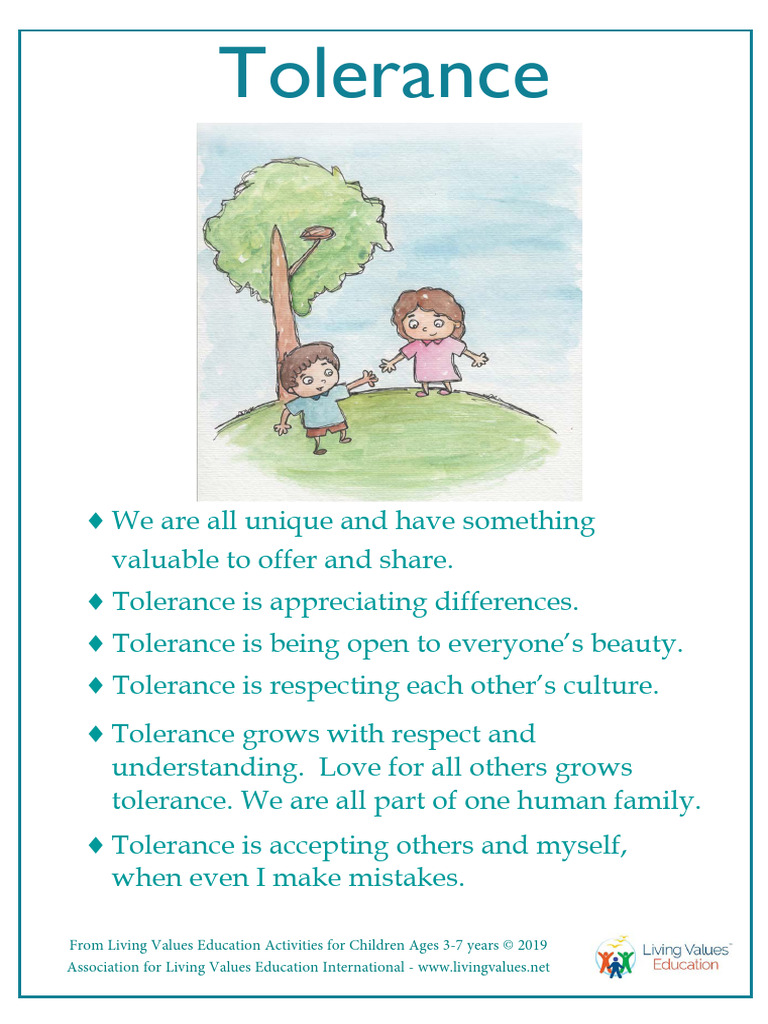 Living-Values-Education-Poster-Children-Ages-3-7-Tolerance | PDF