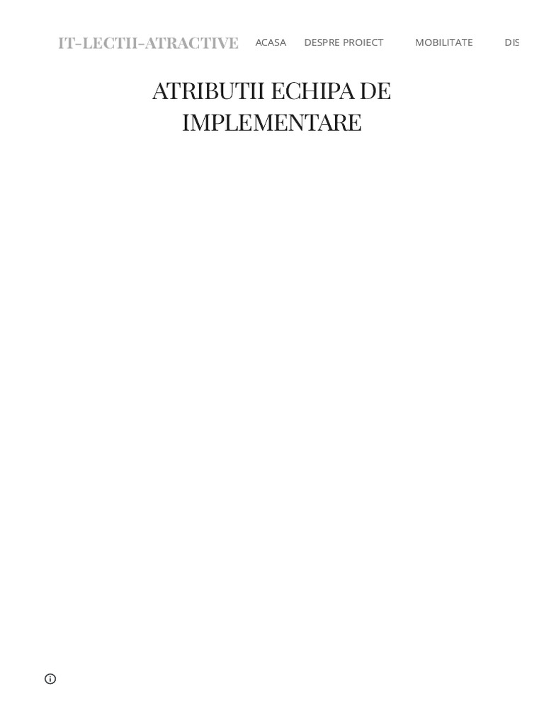 It-Lectii-Atractive - Atributii Echipa de Implementare | PDF