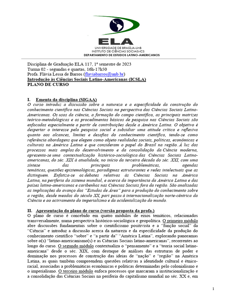 Plano de Curso ICSAL | PDF