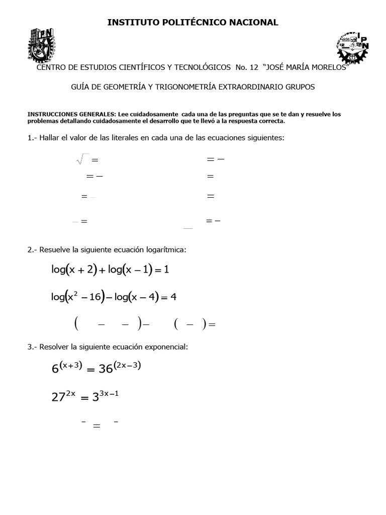Geom. y Trigo. - Vespertino | PDF