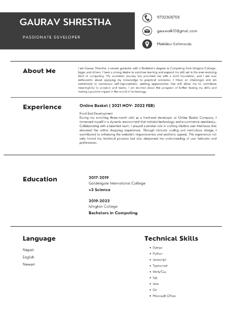 Gaurav Shrestha CV | PDF