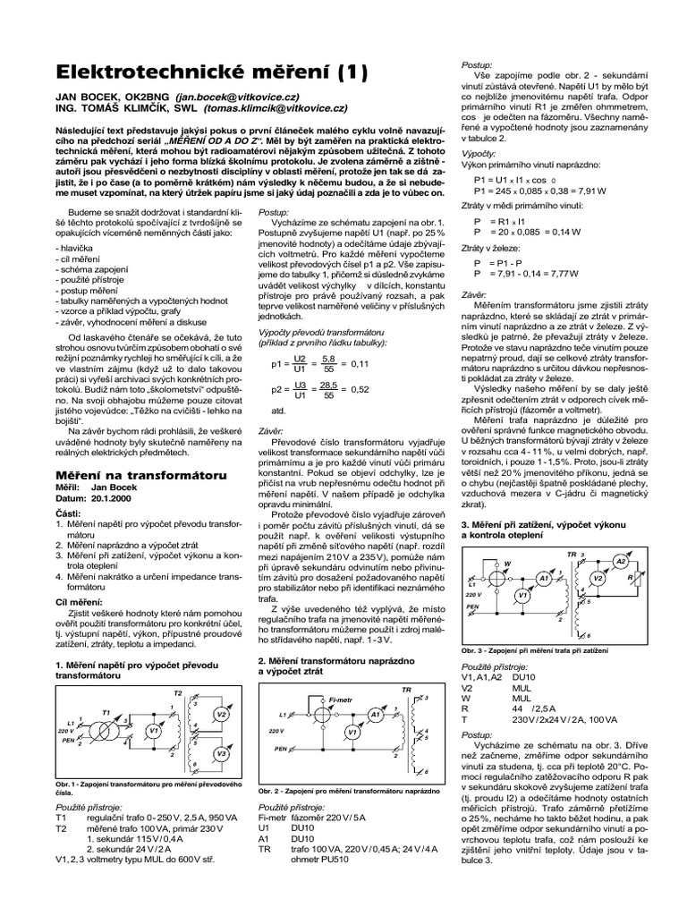 Elektrotechnicke Mereni 01 | PDF