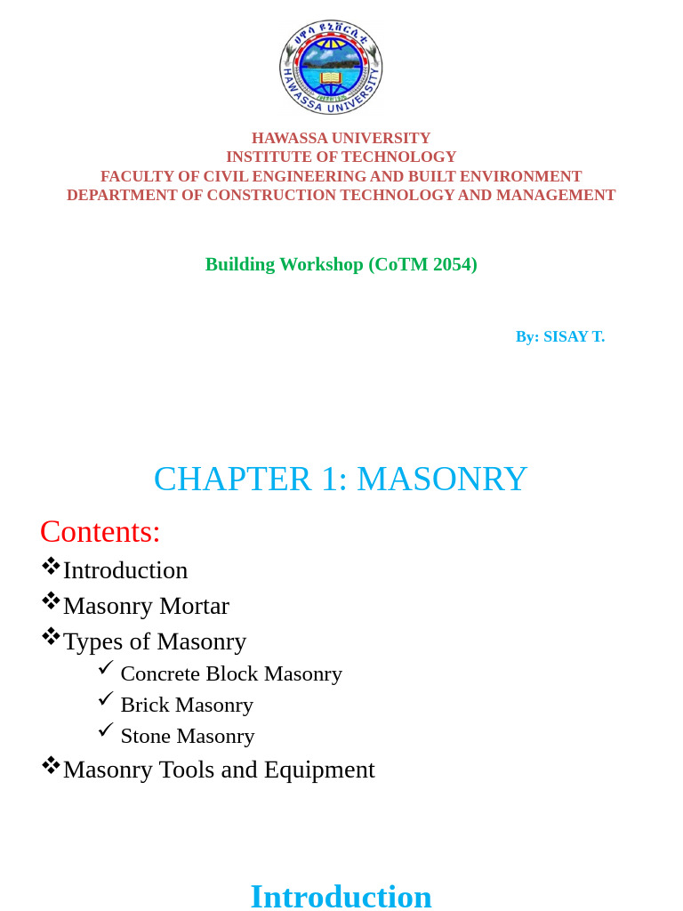 Chapter - 1 Masonary | PDF | Masonry | Brick
