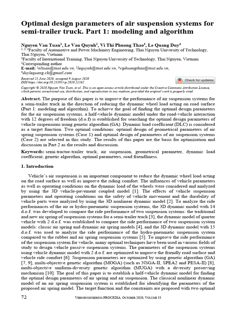 Half Vehicle Model of Semi Trailer Truck | PDF