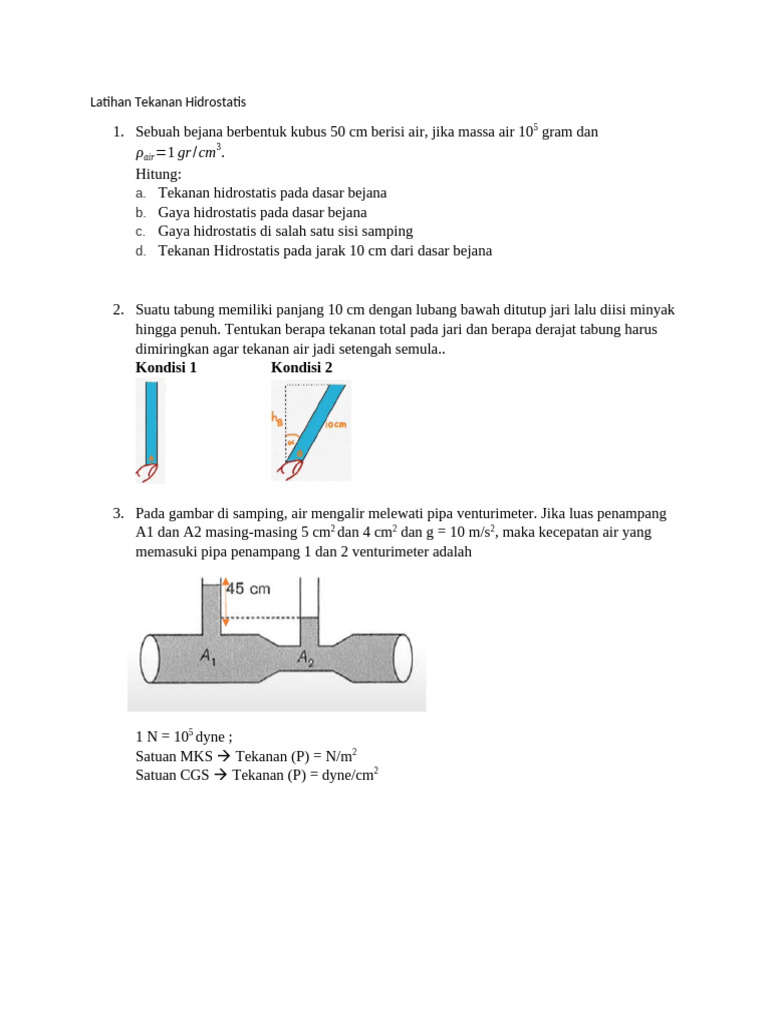 Latihan Tekanan Hidrostatis | PDF