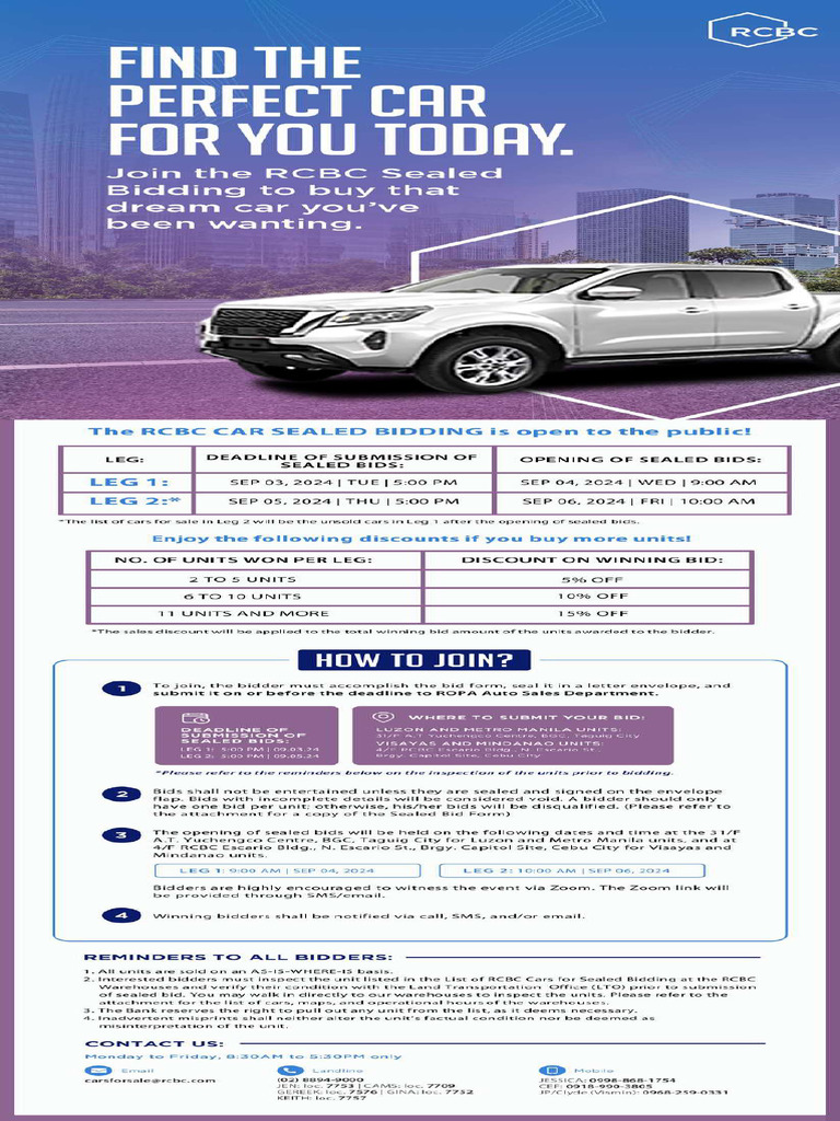 RCBC Car Sealed Bidding Leg 1 | PDF