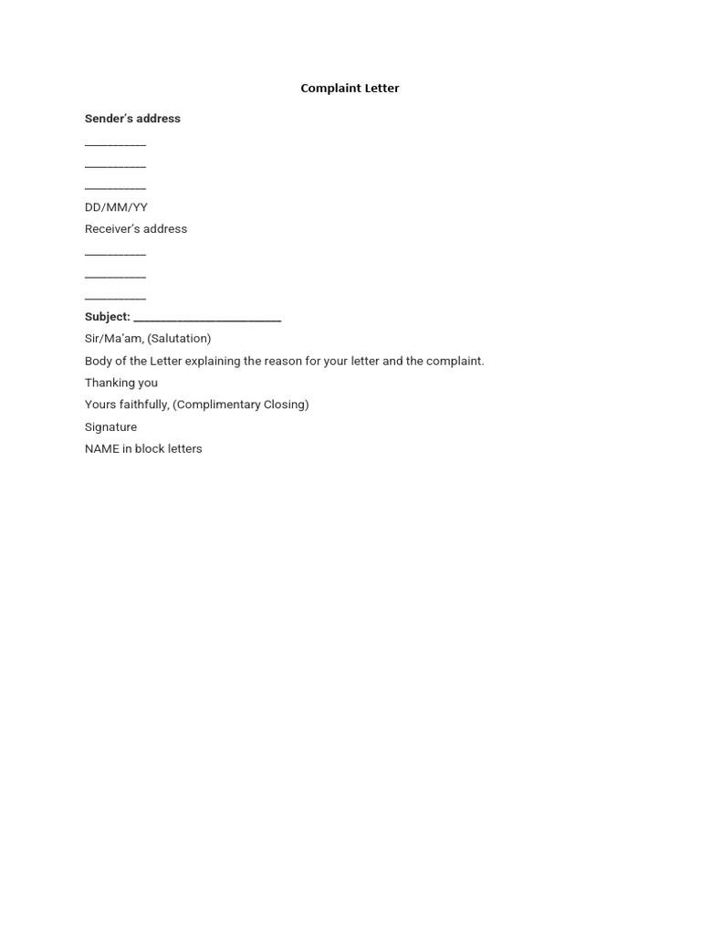 Complaint Letter | PDF