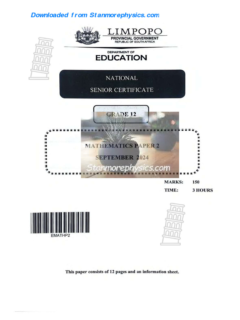 LP Maths Grade 12 September 2024 P2 and Memo | PDF