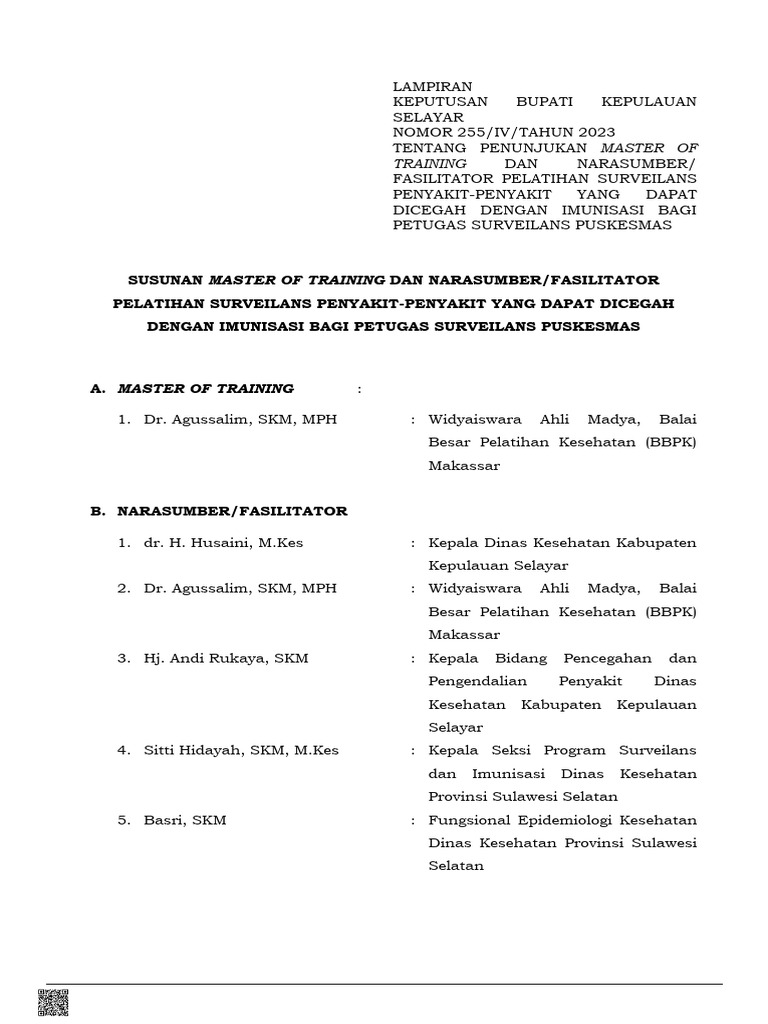 Contoh Lampiran SK Narasumber | PDF