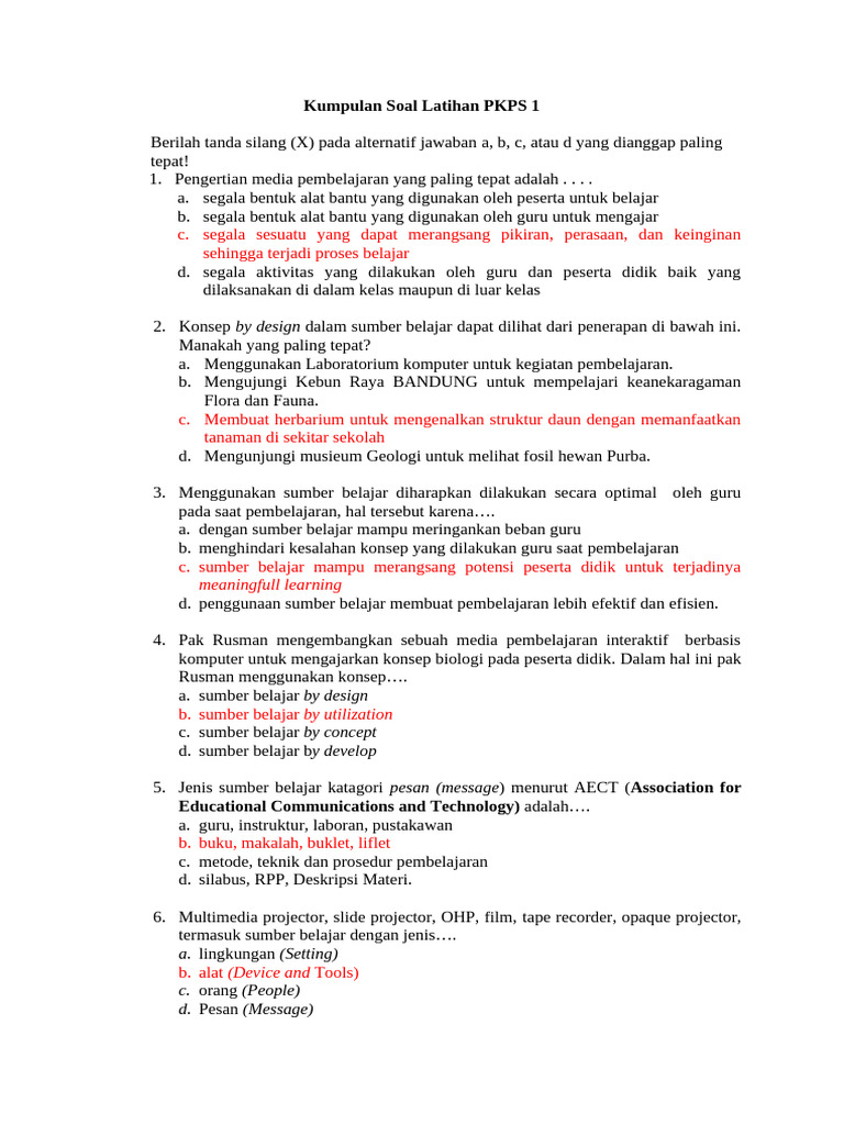 Kumpulan Soal Latihan PKPS 1 | PDF