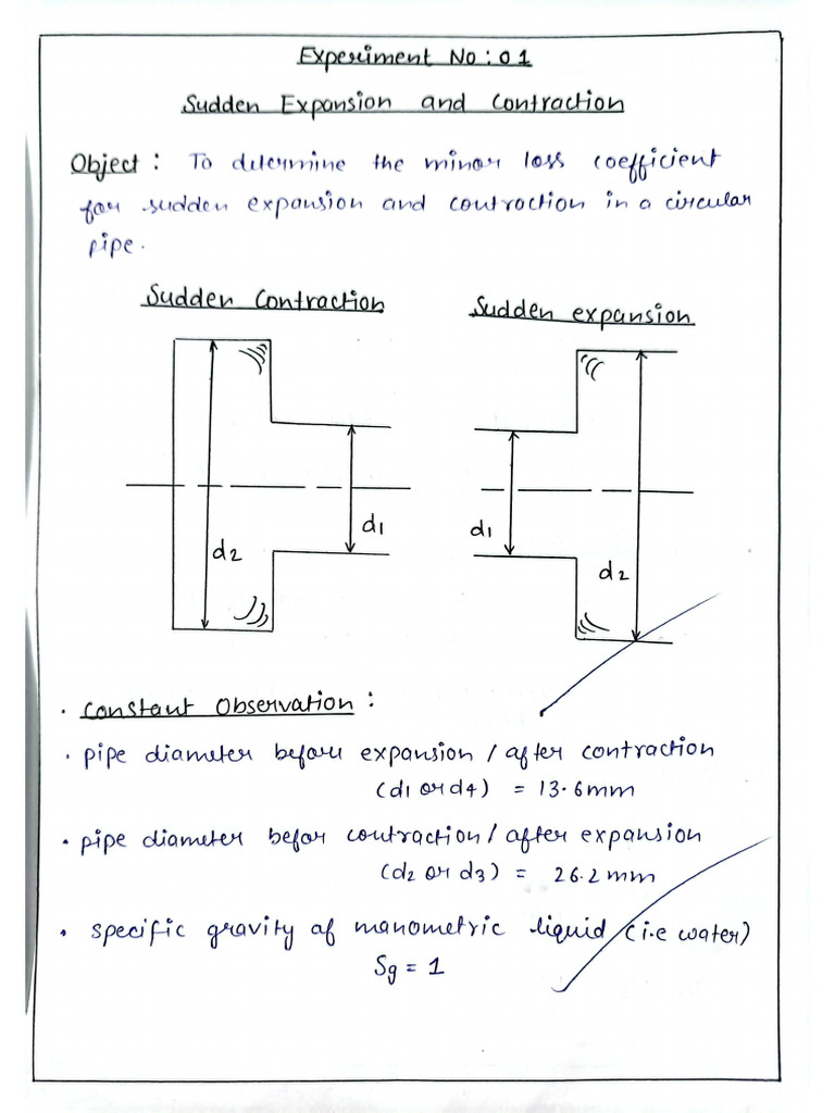 Sudden Expansion and Sudden Contraction | PDF