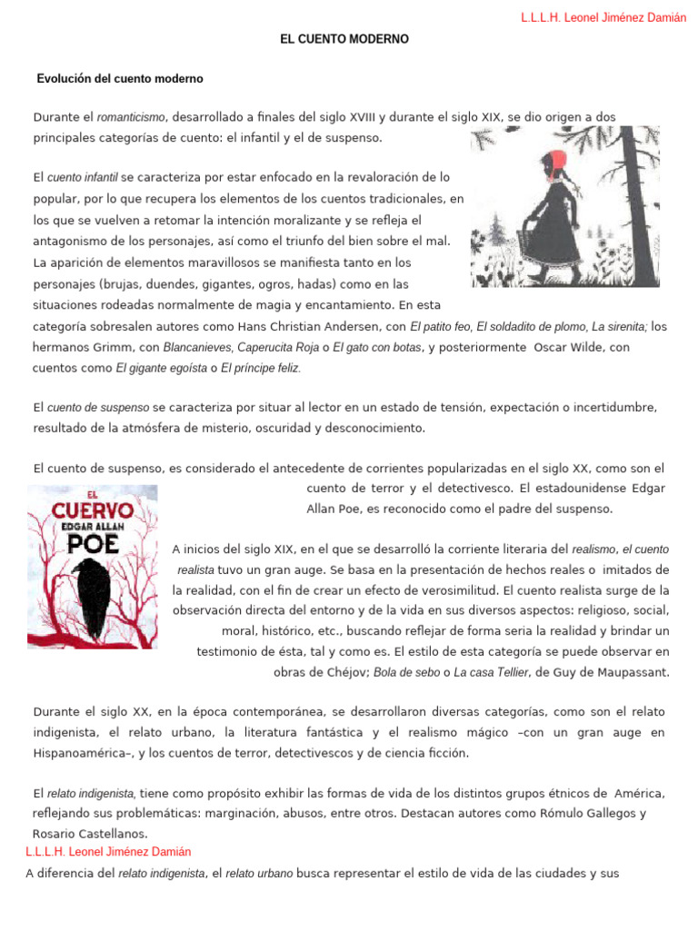 Cuadernillo Literatura. Desarrollo y Análisis Del Cuento. | PDF