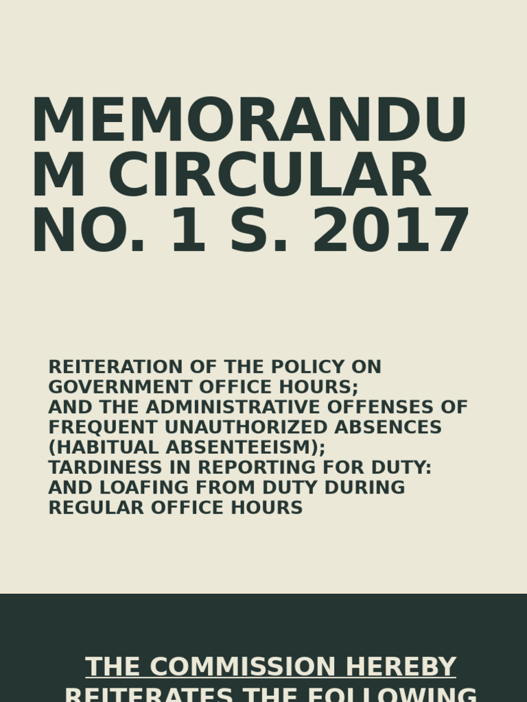 MEMORANDUM CIRCULAR No. 1 S. 2017 | PDF