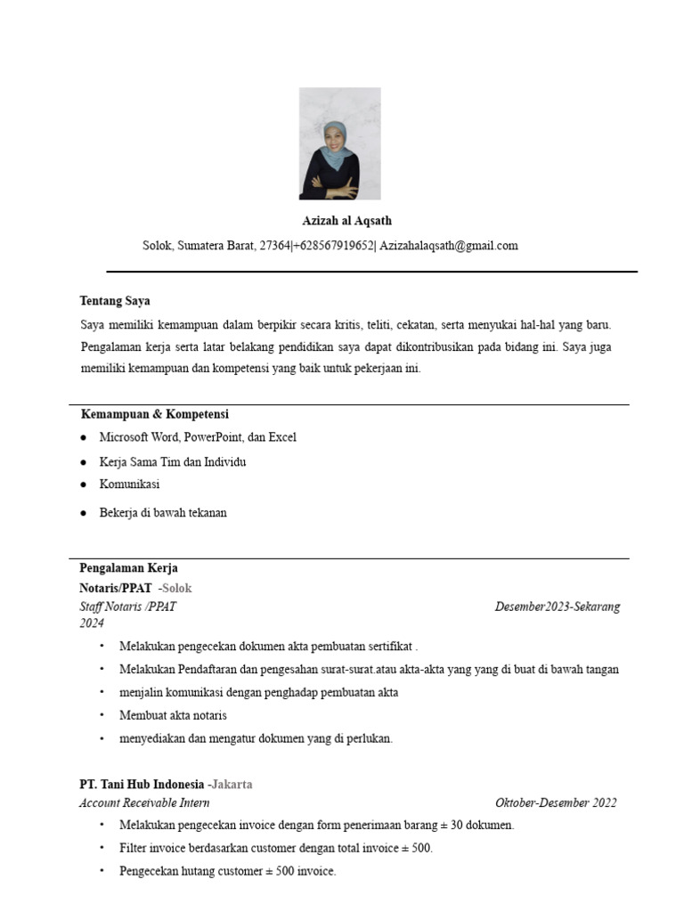 Azizah Al Aqsath-CV Update | PDF