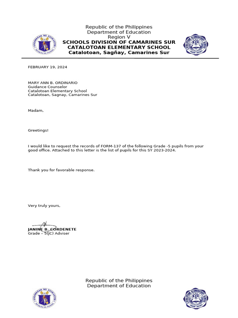 REQUEST OF F137 | PDF