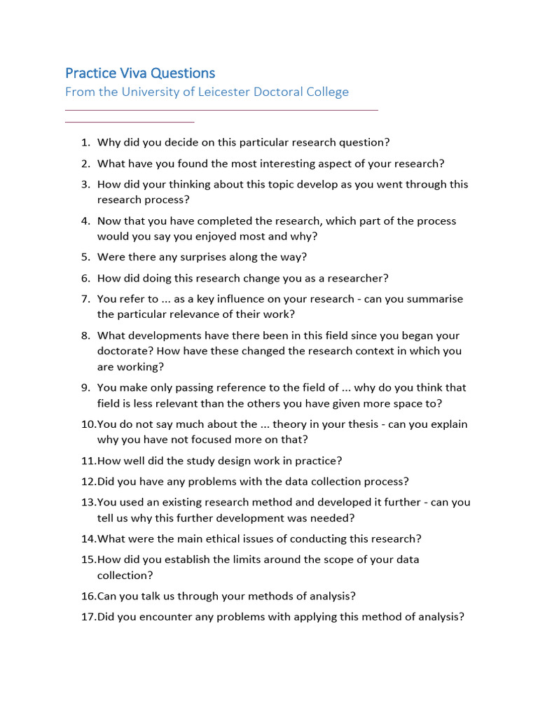 Practice Viva Questions | PDF