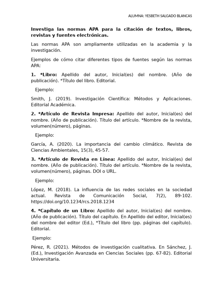 Investiga Las Normas APA para La Citación de Textos | PDF | Estilo apa ...