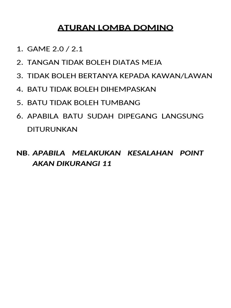 Aturan Lomba Domino | PDF