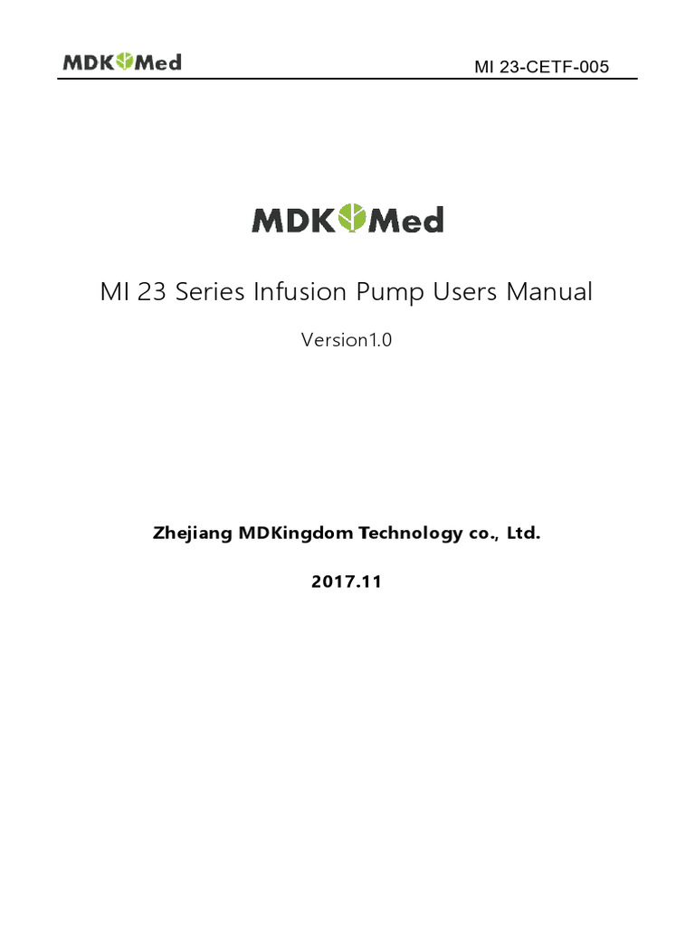 MDK MI23 Infusion User Manual | PDF