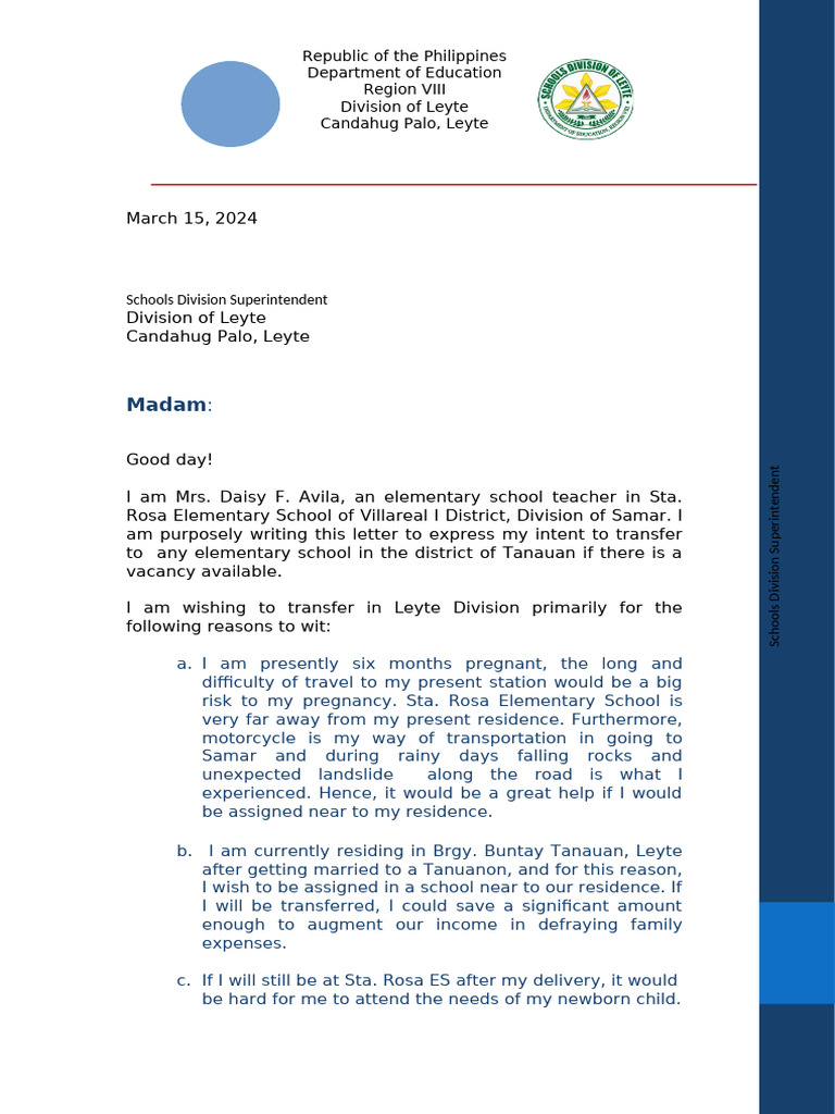 Letter of Intent For Transfer | PDF