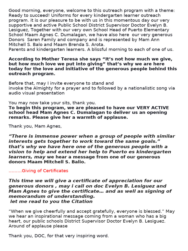 Script Outreach Program | PDF