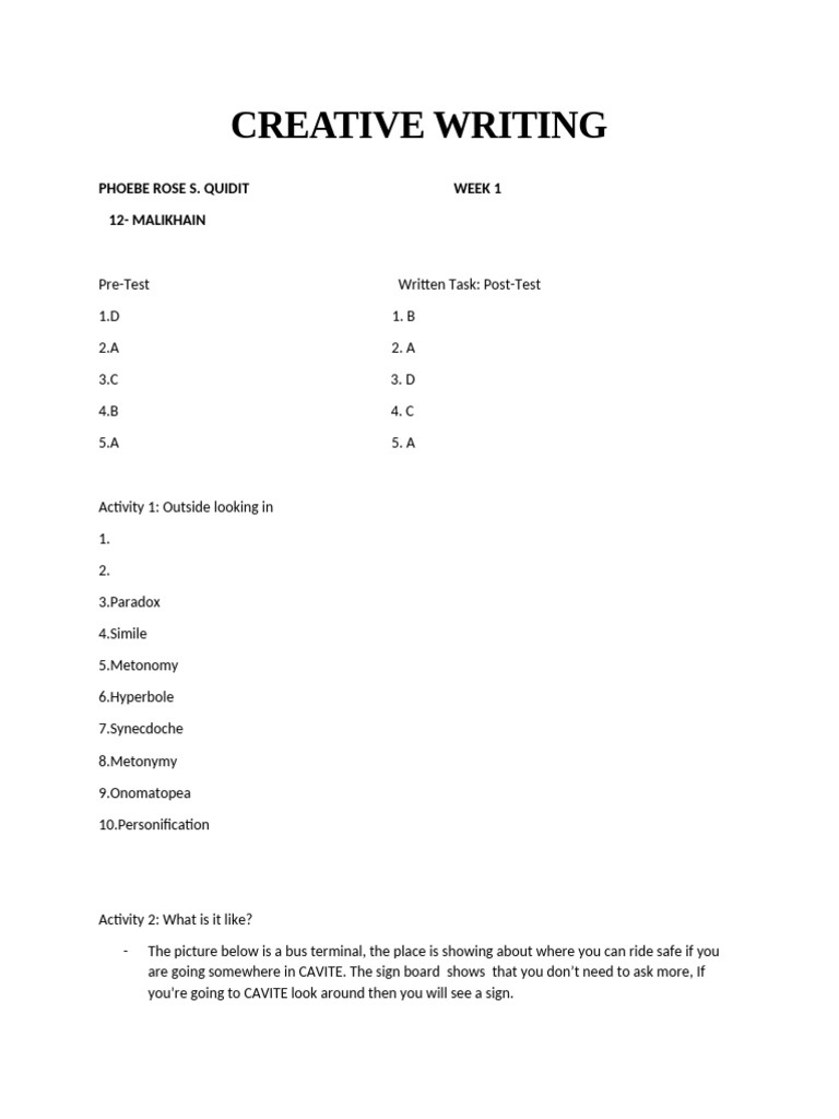 Creative Writing Week 2 | PDF