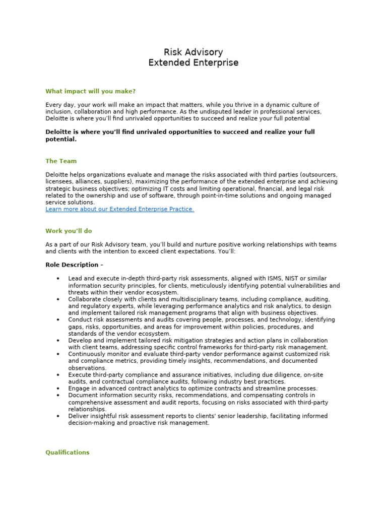 Risk Advisory - ExtendedEnterprise - JD | PDF | Information Security ...
