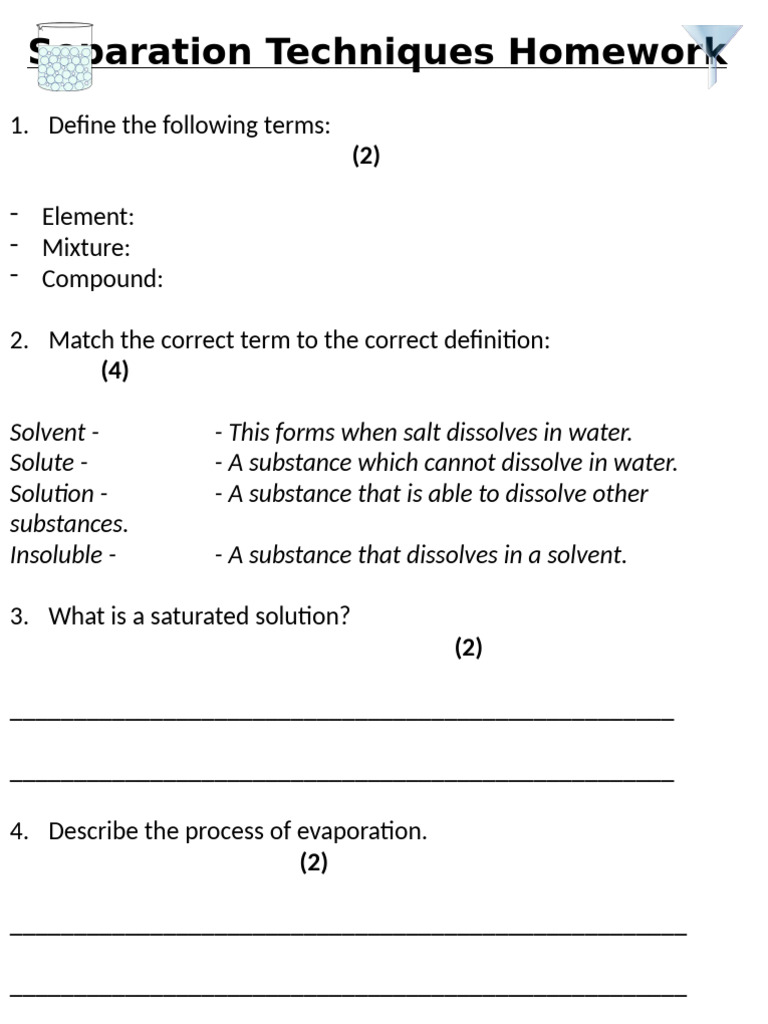 Separation Techniques Homework | PDF