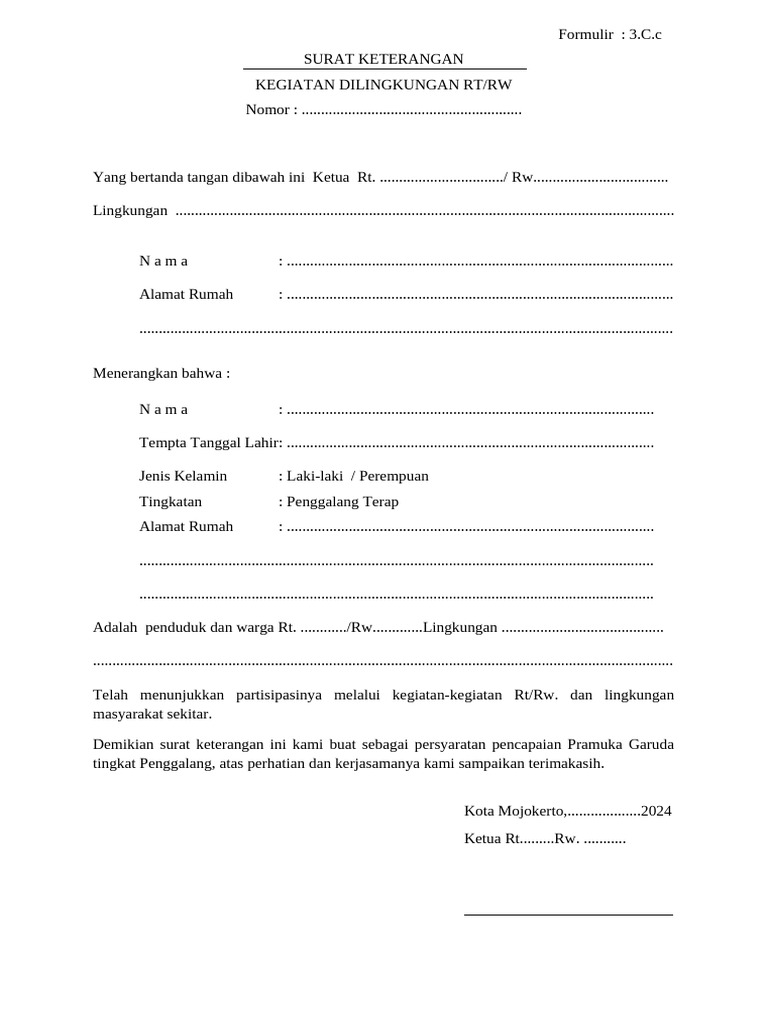Surat Keterangan RT | PDF